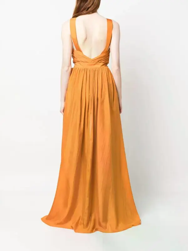 Alberta Ferretti Silk Draped Maxi Dress