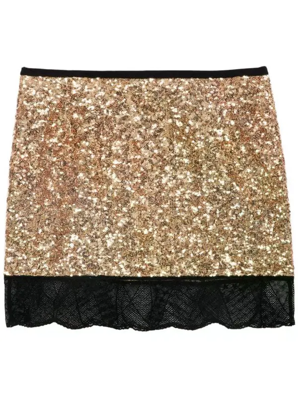 Zadig&Voltaire Justicias Sequin And Lace Mini Skirt - Gold