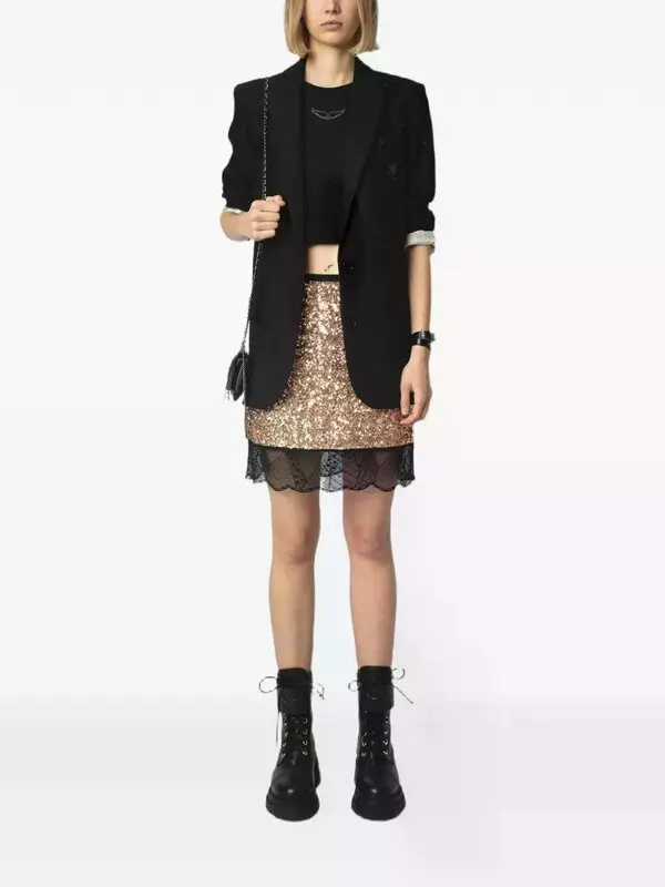 Zadig&Voltaire Justicias Sequin And Lace Mini Skirt - Gold