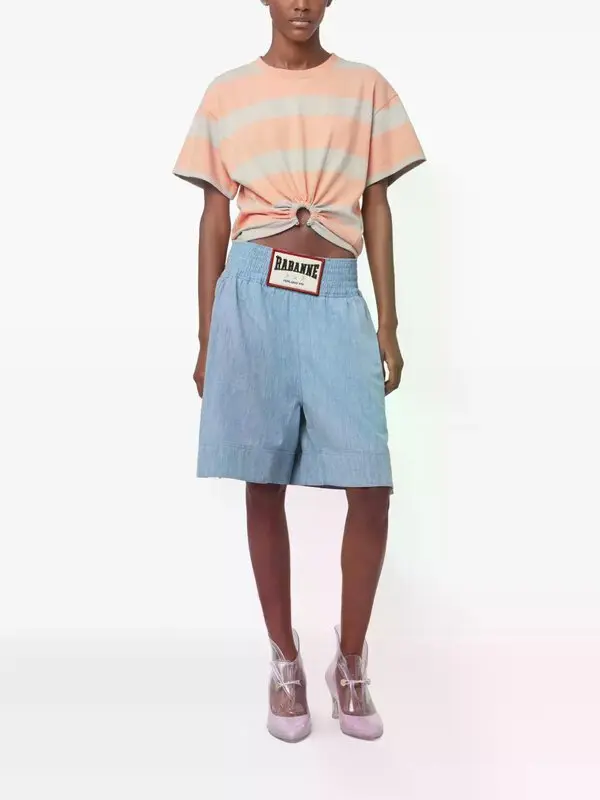 Rabanne Logo-appliqué Denim Shorts