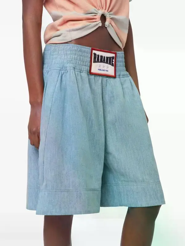 Rabanne Logo-appliqué Denim Shorts