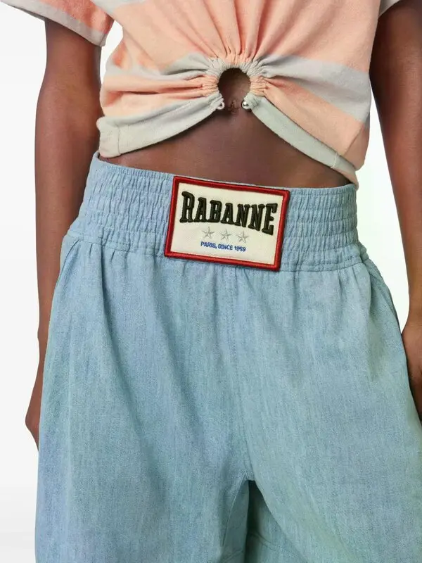Rabanne Logo-appliqué Denim Shorts