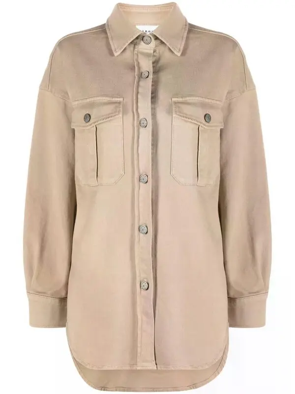 P.a.r.o.s.h Beige Stretch-cotton Buttoned Denim Jacket - Neutrals