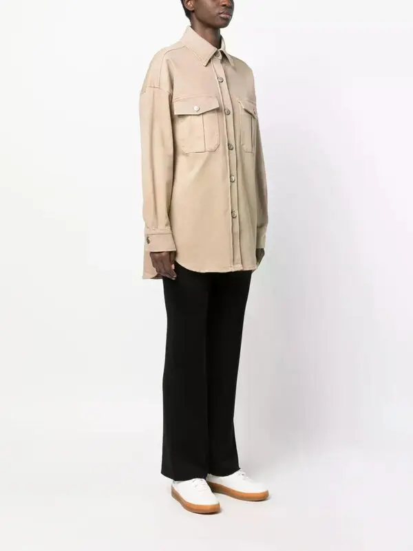 P.a.r.o.s.h Beige Stretch-cotton Buttoned Denim Jacket