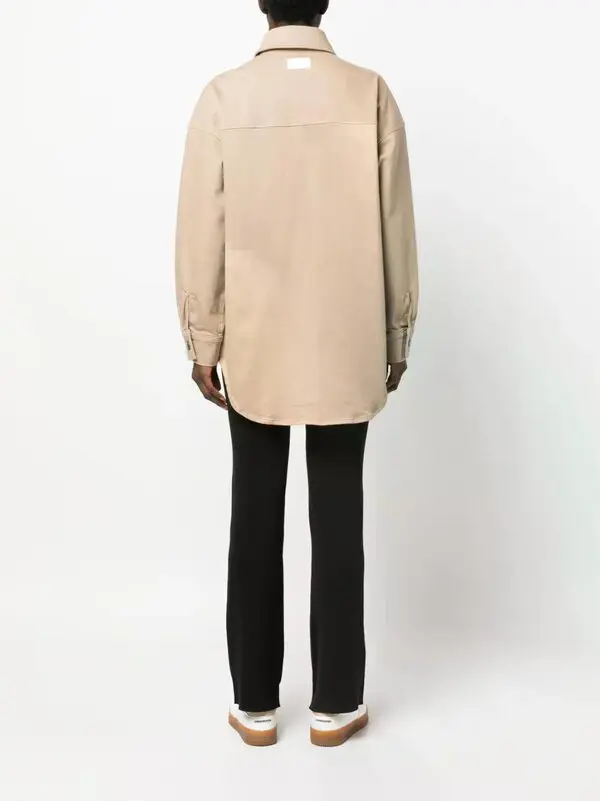 P.a.r.o.s.h Beige Stretch-cotton Buttoned Denim Jacket