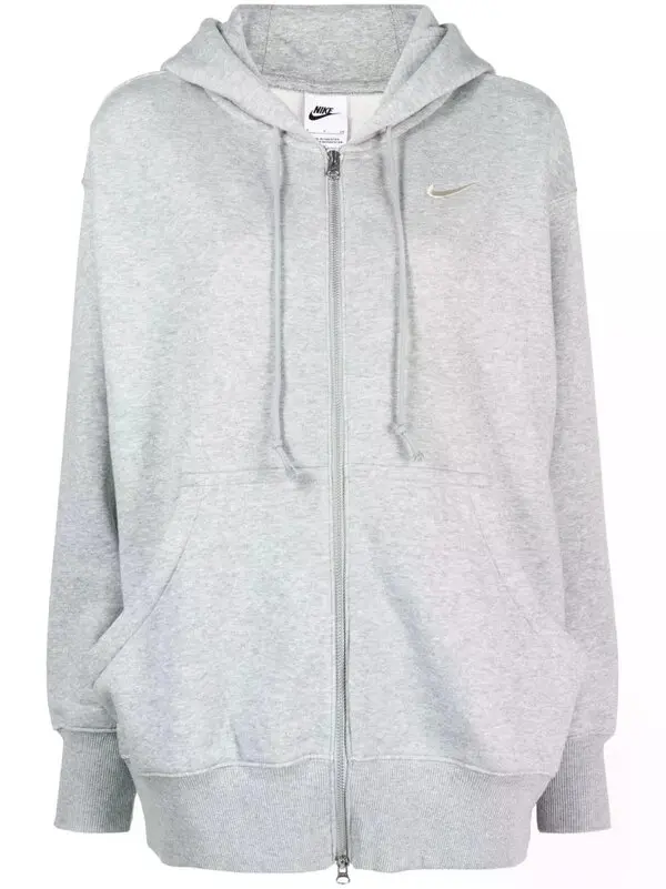 Nike Phoenix Logo-embroidered Zip-up Hoodie - Grey