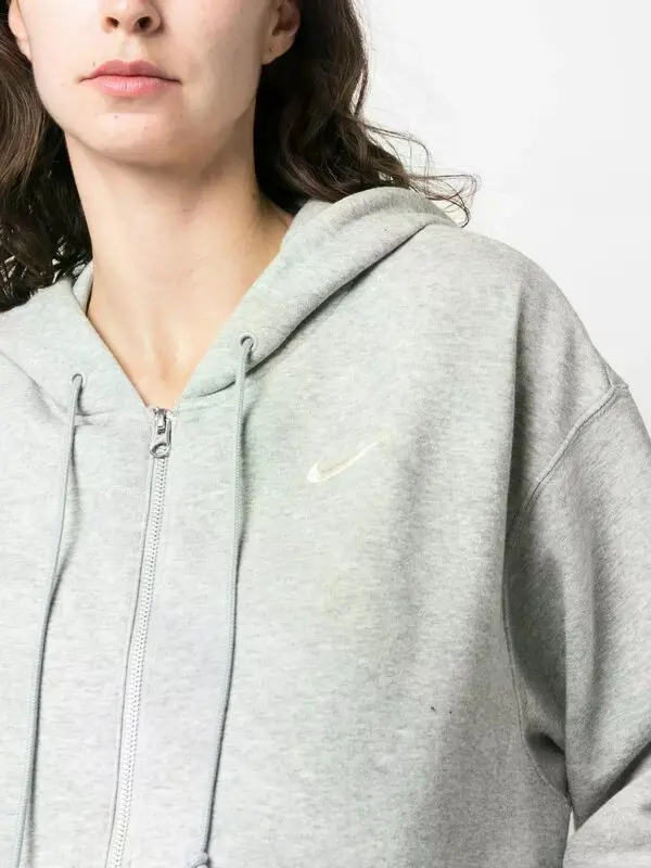 Nike Phoenix Logo-embroidered Zip-up Hoodie - Grey