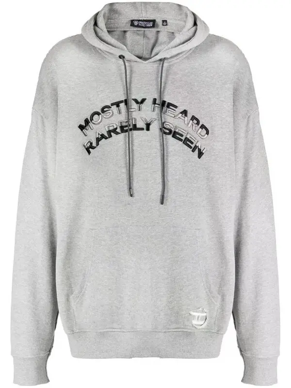 MOSTLY HEARD RARELY SEEN Logo-embroidered Hybrid Cotton Hoodie - Grey