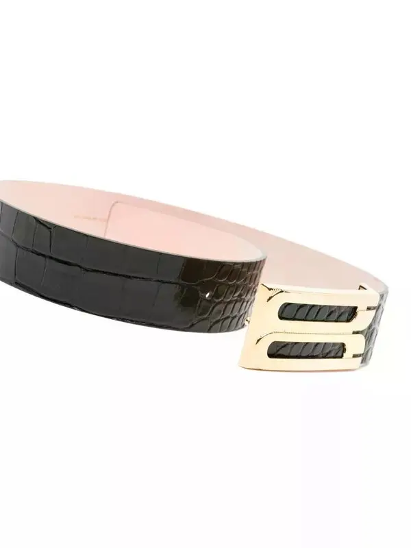 Victoria Beckham Logo Plaque Leather Belt - Black