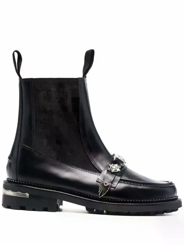 Toga Embellished Leather Ankle Boots
