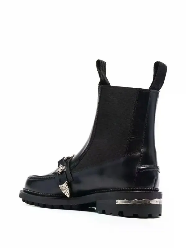 Toga Embellished Leather Ankle Boots