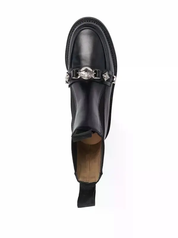 Toga Embellished Leather Ankle Boots