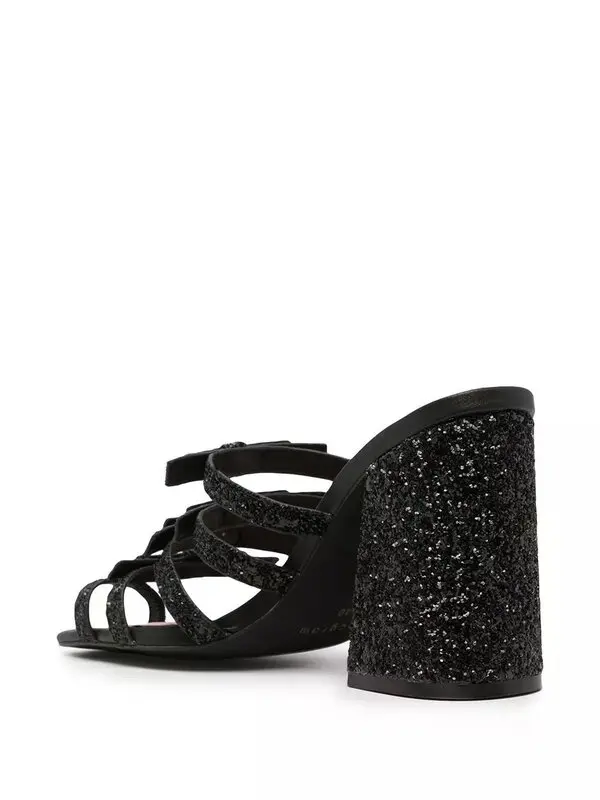 MACGRAW Glitter-detail Block Heel Sandals - Black