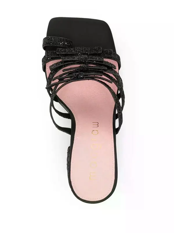 MACGRAW Glitter-detail Block Heel Sandals - Black