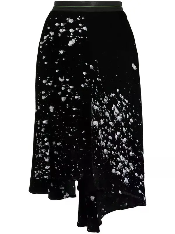 SANKUANZ Spray Paint Velour Skirt - Black