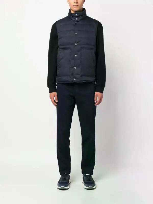 Kiton Mock Neck Padded Gilet - Blue