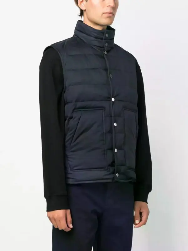 Kiton Mock Neck Padded Gilet - Blue