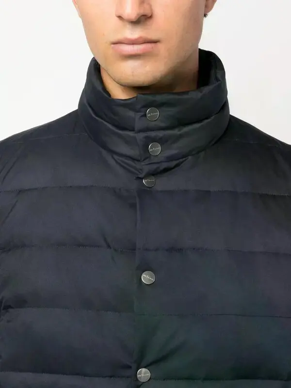 Kiton Mock Neck Padded Gilet - Blue