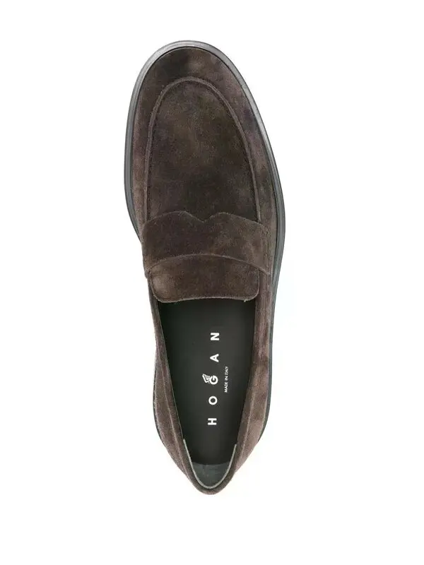 Hogan Cedar Calf Suede Loafers