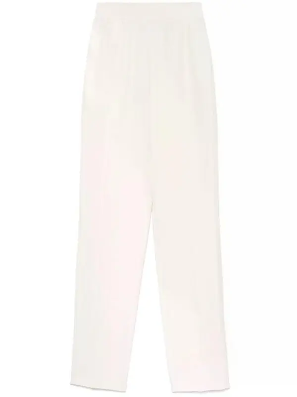 TWINSET Embroidered Crepe Trousers - Neutrals