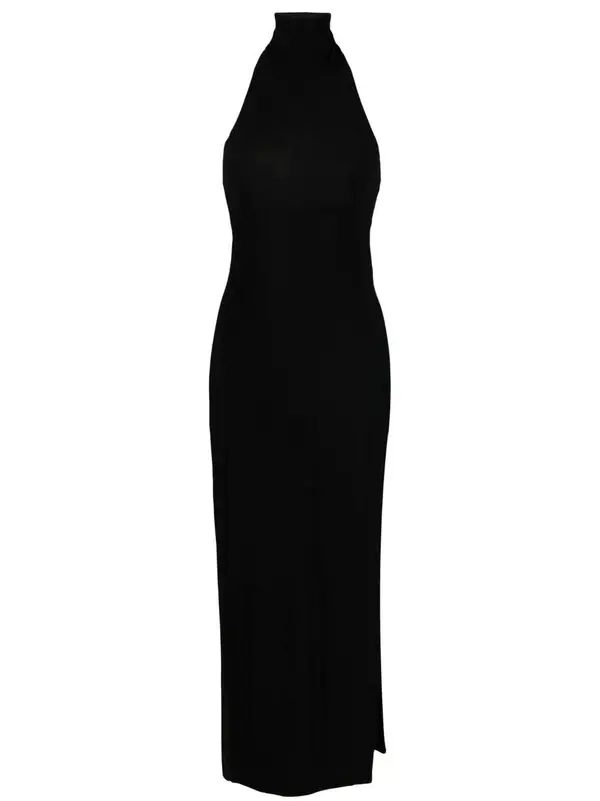 Norma Kamali Halterneck Maxi Dress With Side Slits - Black