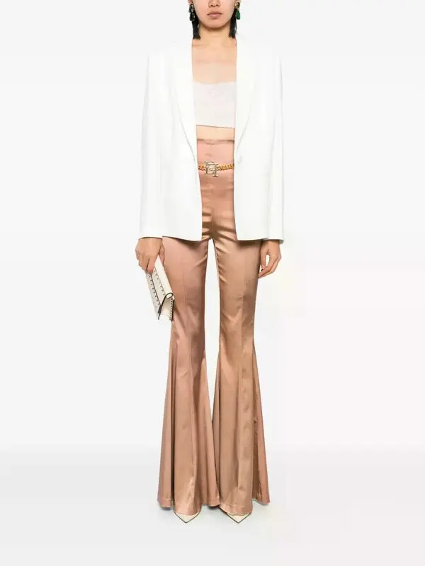 Elisabetta Franchi Satin Flared Trousers With Chain Detail