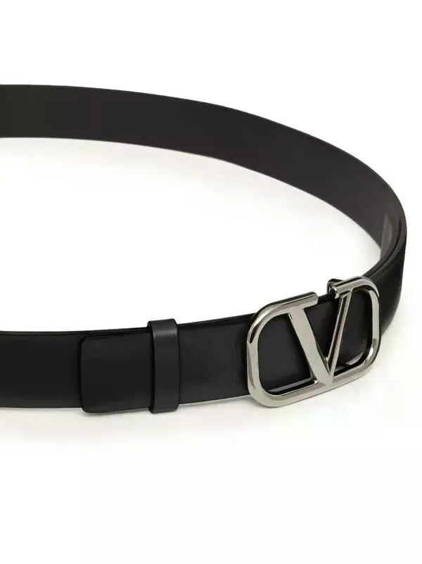 Valentino Garavani 30mm Vlogo Signature Leather Belt - Black