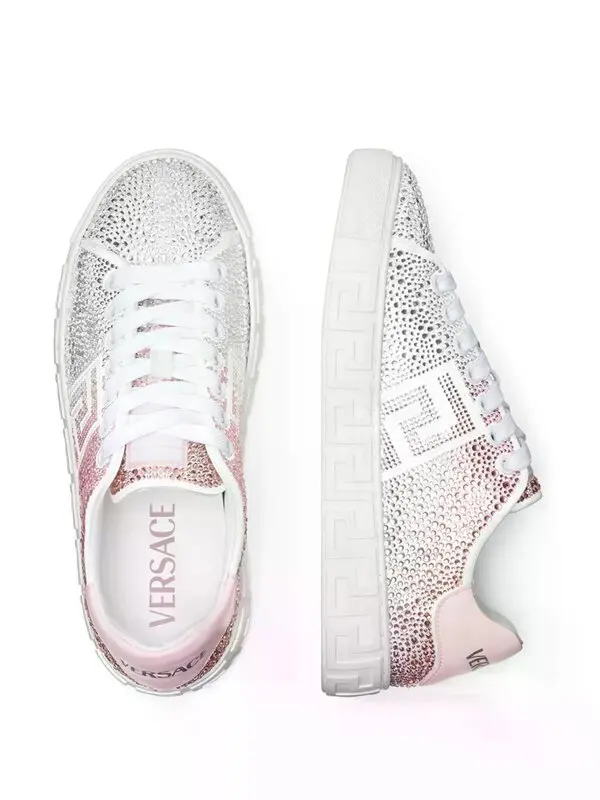 Versace Greca Crystal-embellished Low Top Sneakers