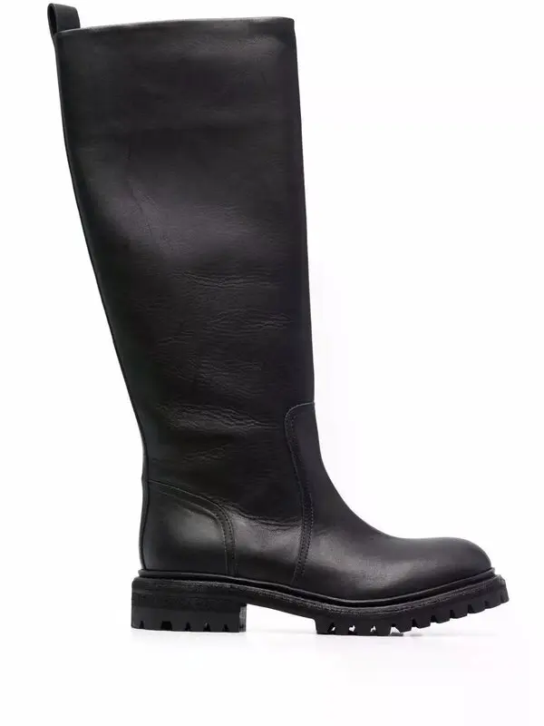 DEL CARLO Knee-high Leather Boots - Black
