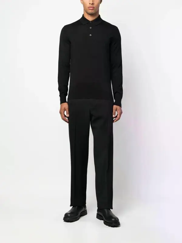 Zegna Knitted Polo Shirt - Black