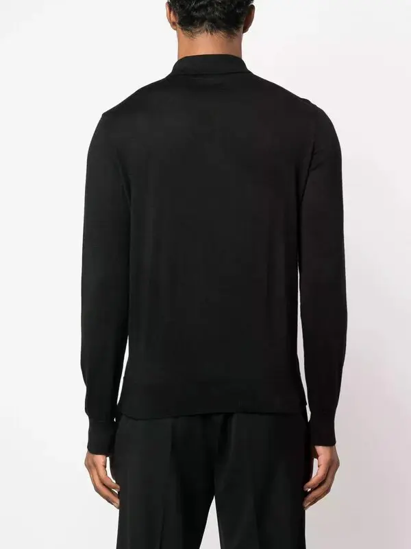Zegna Knitted Polo Shirt - Black