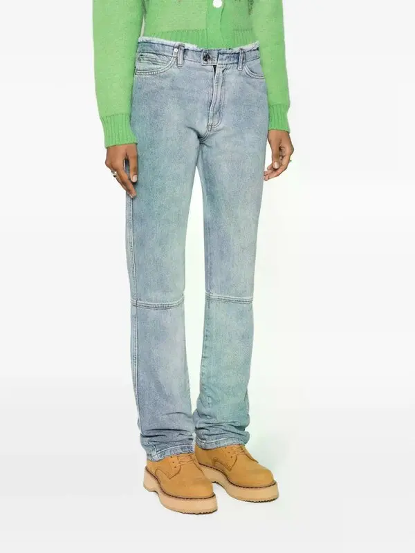 Natasha Zinko Light Wash Frayed Detail Straight Leg Jeans