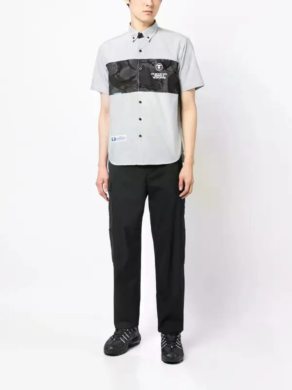 AAPE BY *A BATHING APE Camouflage-print Logo-patch Shirt - Grey