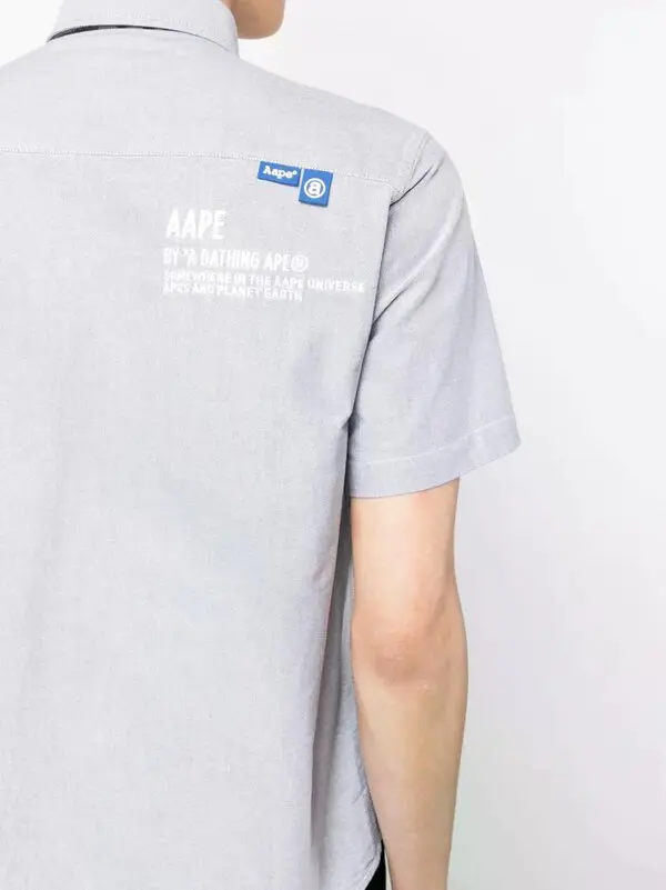 AAPE BY *A BATHING APE Camouflage-print Logo-patch Shirt - Grey