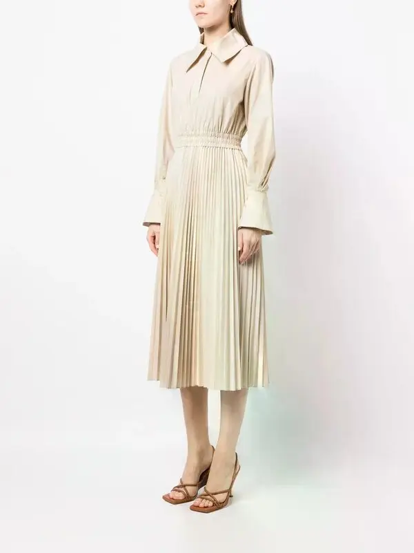 Simkhai Oversized-collar Pleated Shirt Dress