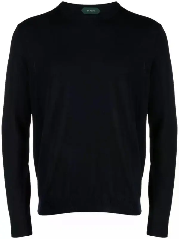 ZANONE Crew-neck Fine Knit Jumper - Blue