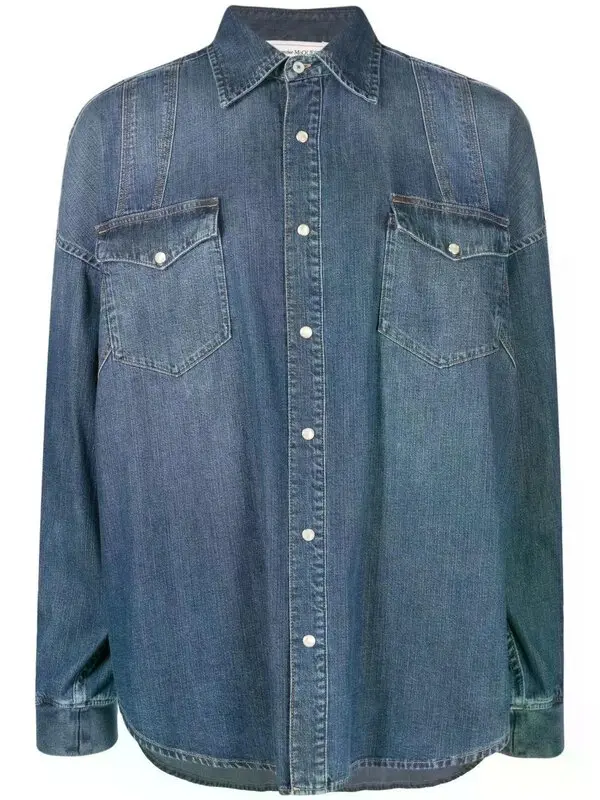 Alexander McQueen Long-sleeved Buttoned Denim Shirt