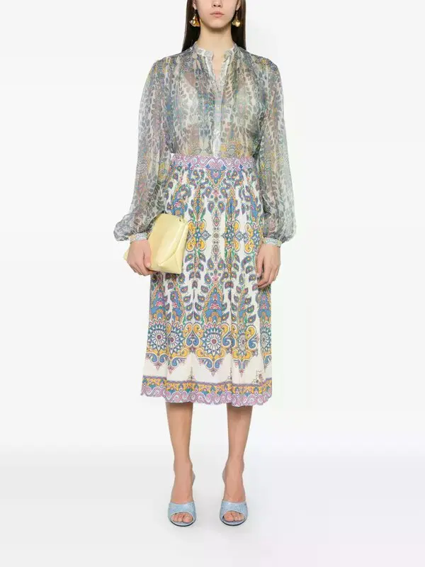 Etro Paisley Print Sheer Blouse