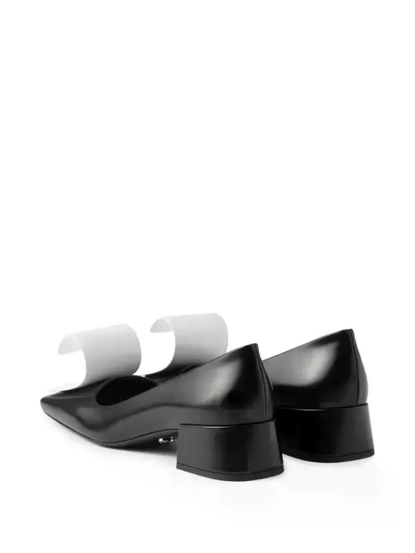 Prada Two-tone Square Toe Block Heel Pumps - Black