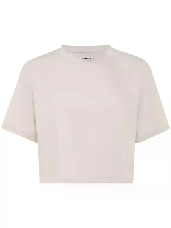 PLEIN SPORT Cropped Crew-neck T-shirt - Grey
