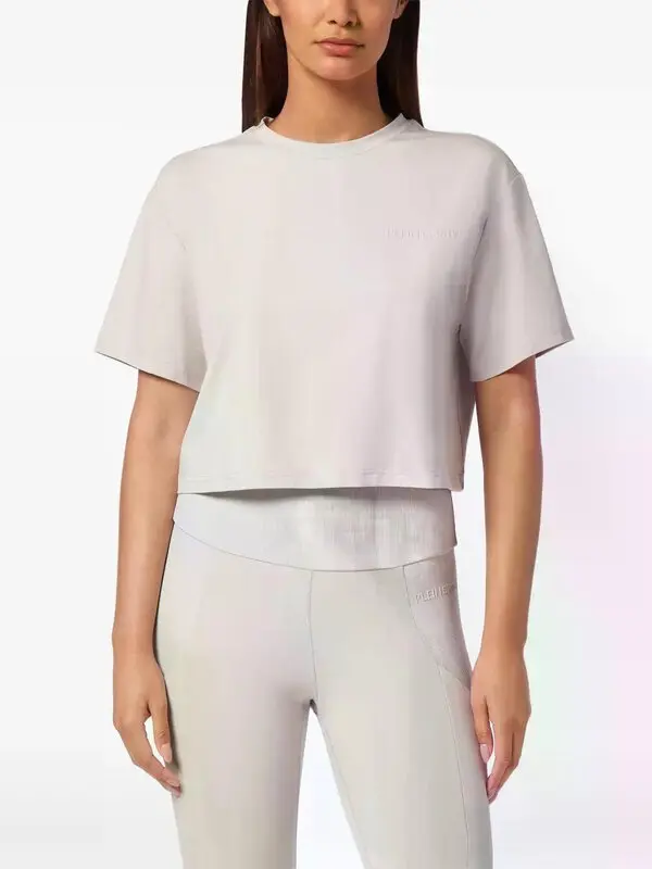 PLEIN SPORT Cropped Crew-neck T-shirt - Grey