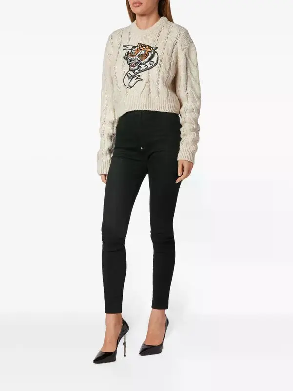 Philipp Plein Tattoo Motif Cropped Wool Jumper