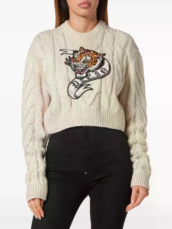 Philipp Plein Tattoo Motif Cropped Wool Jumper