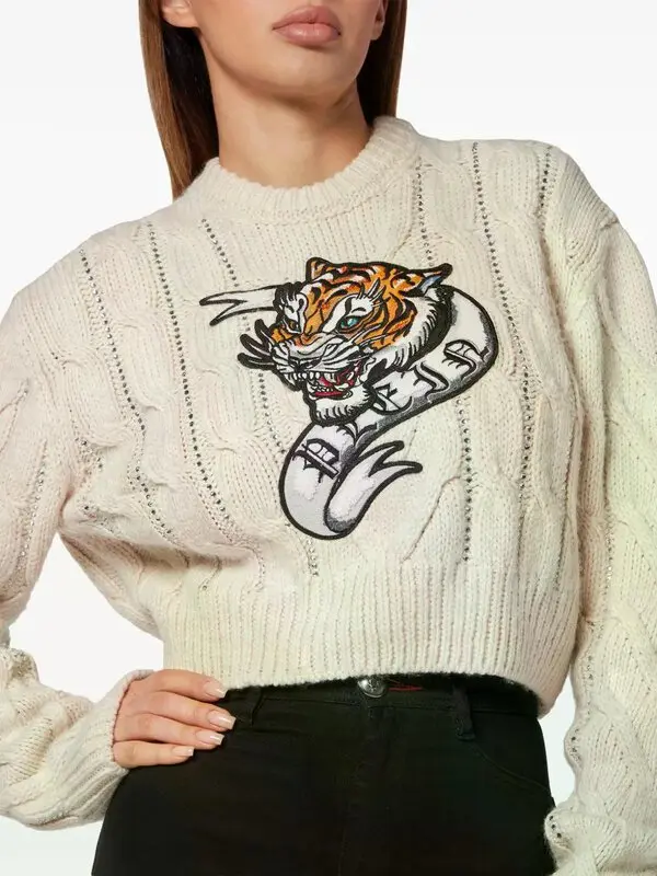 Philipp Plein Tattoo Motif Cropped Wool Jumper