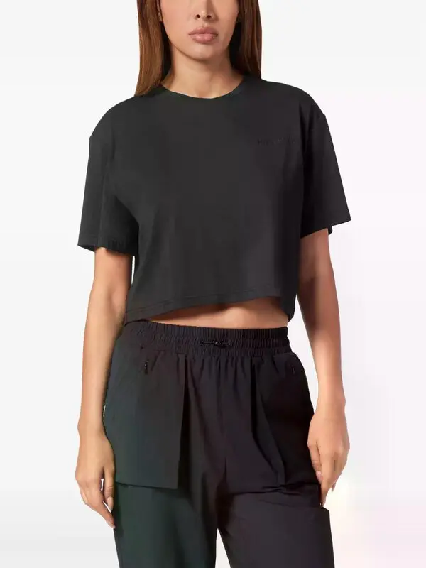PLEIN SPORT Cotton Cropped T-shirt - Black