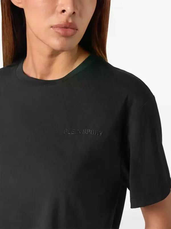 PLEIN SPORT Cotton Cropped T-shirt - Black