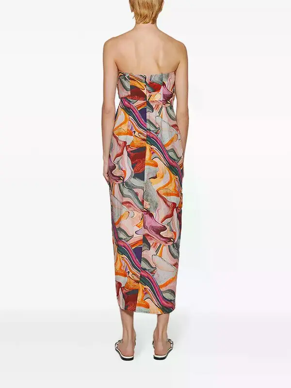 Mara Hoffman Yara Abstract-print Strapless Midi Dress