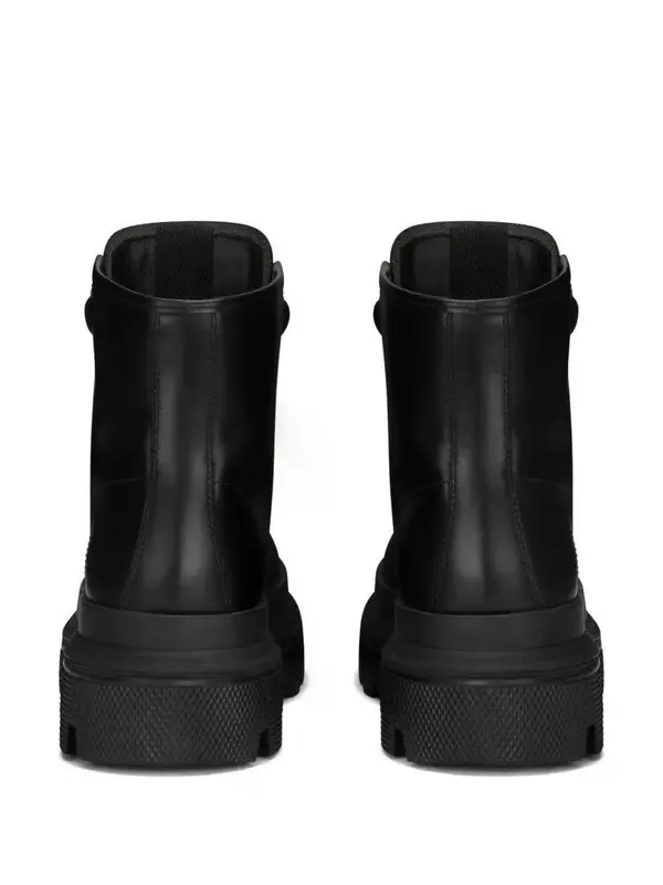 Dolce & Gabbana Logo Plaque Brushed Leather Lace-up Boots