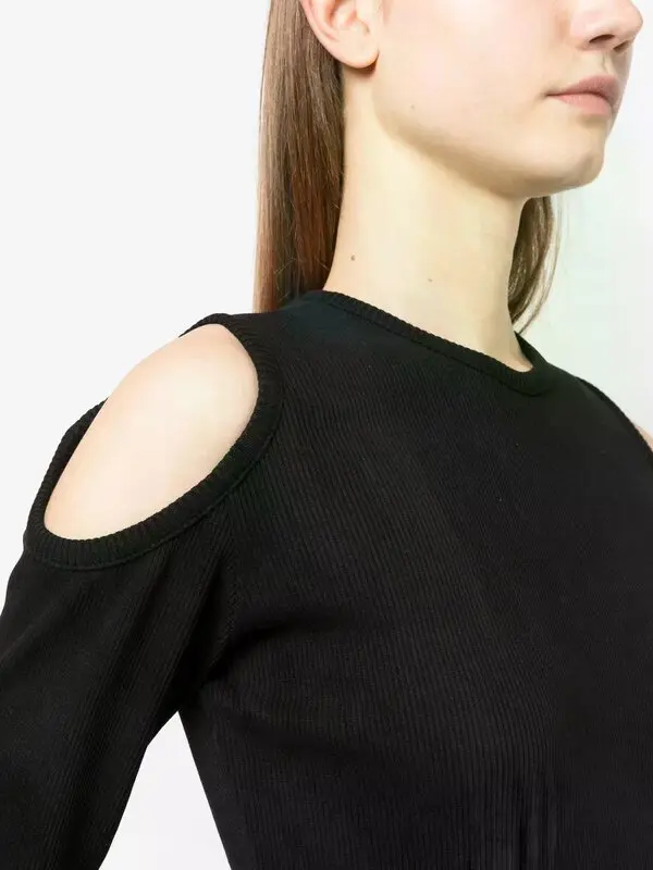 IOANA CIOLACU Fine-ribbed Cold-shoulder Top