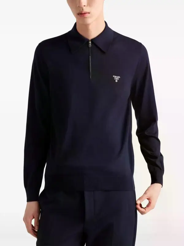 Prada Long-sleeve Wool Polo Shirt